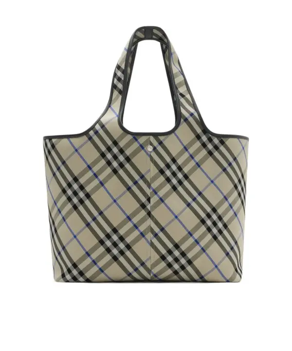 Burberry Medium Checked Tote Bag - Lichen