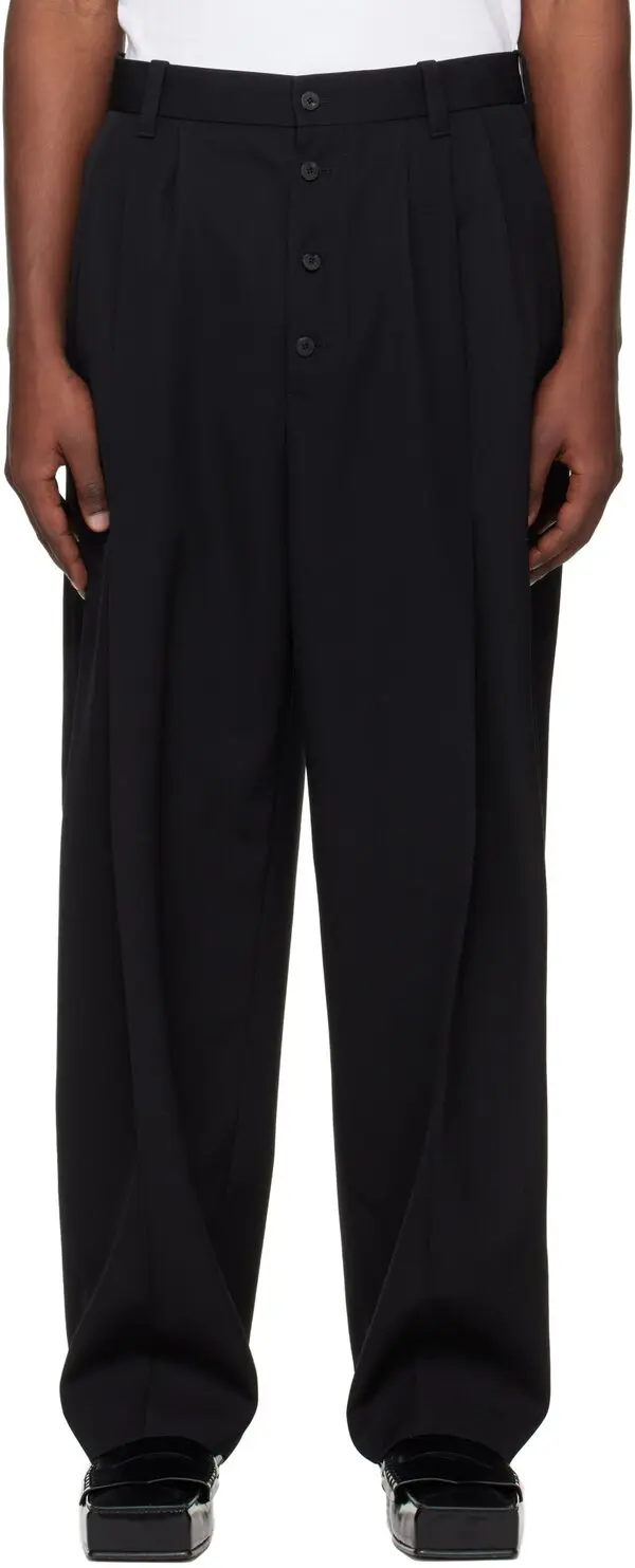 Jacquemus Fernando Pleated Wide Leg Trousers - Black