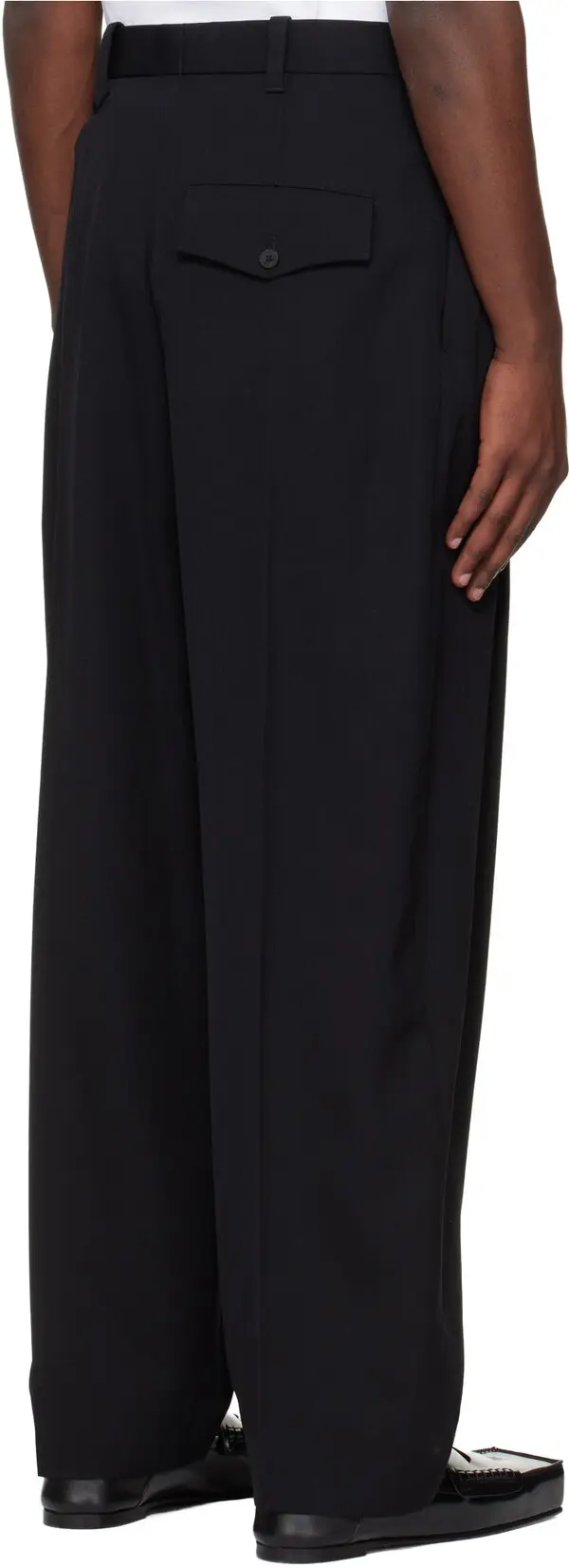 Jacquemus Fernando Pleated Wide Leg Trousers - Black
