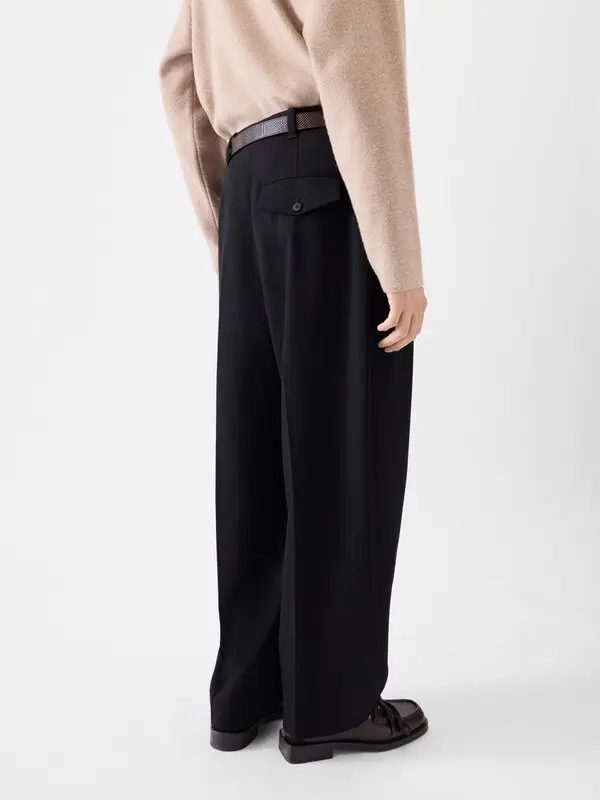 Jacquemus Fernando Pleated Wide Leg Trousers - Black