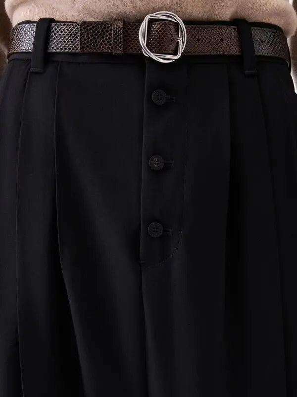 Jacquemus Fernando Pleated Wide Leg Trousers - Black