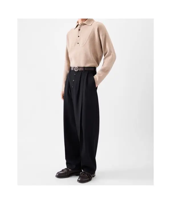 Jacquemus Fernando Pleated Wide Leg Trousers - Black