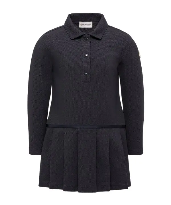 Moncler Polo Collar Pleated Dress - Navy Blue