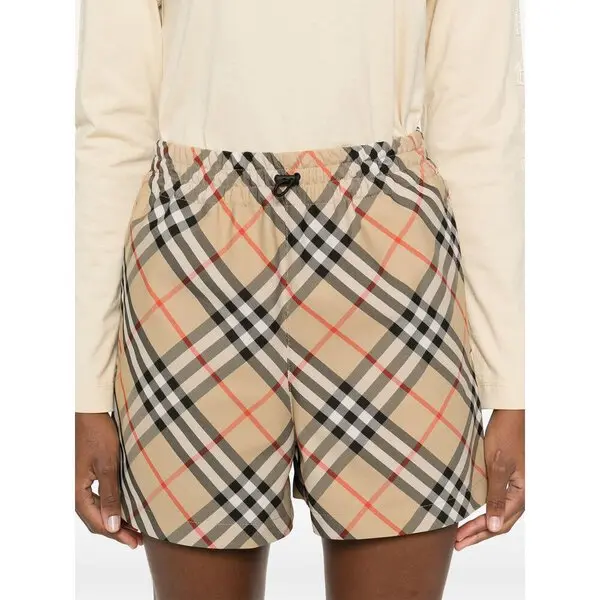 Burberry Ekd Motif Checked Shorts - Beige