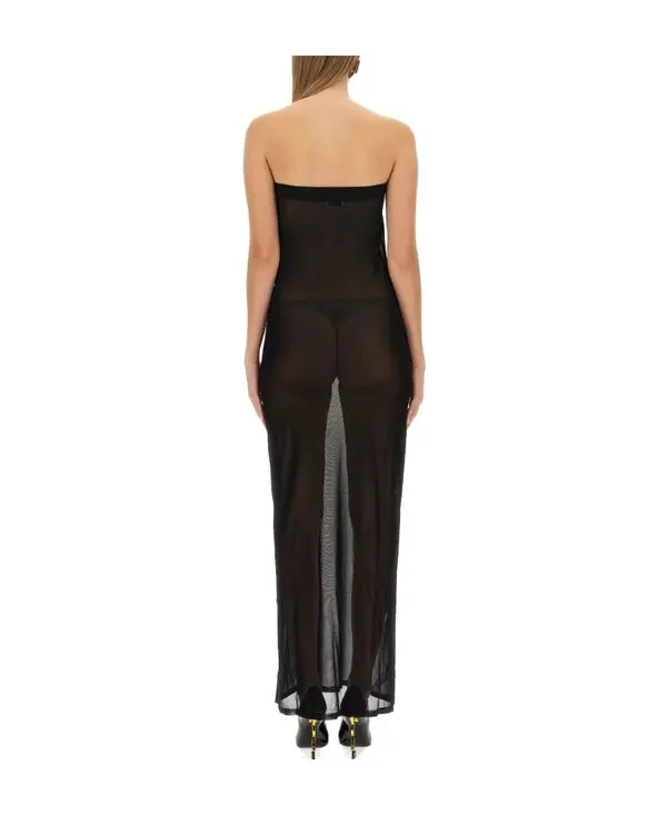 Saint Laurent Strapless Sheer Maxi Dress