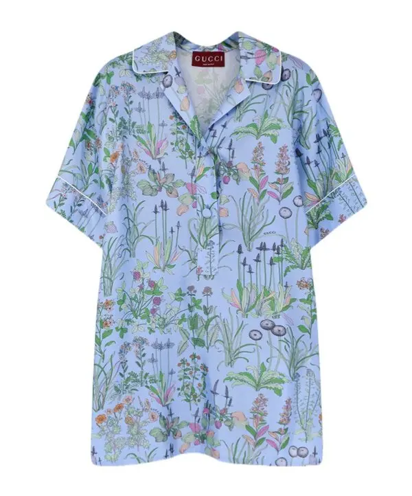 Gucci Short Sleeve Floral Print Shirt - Blue