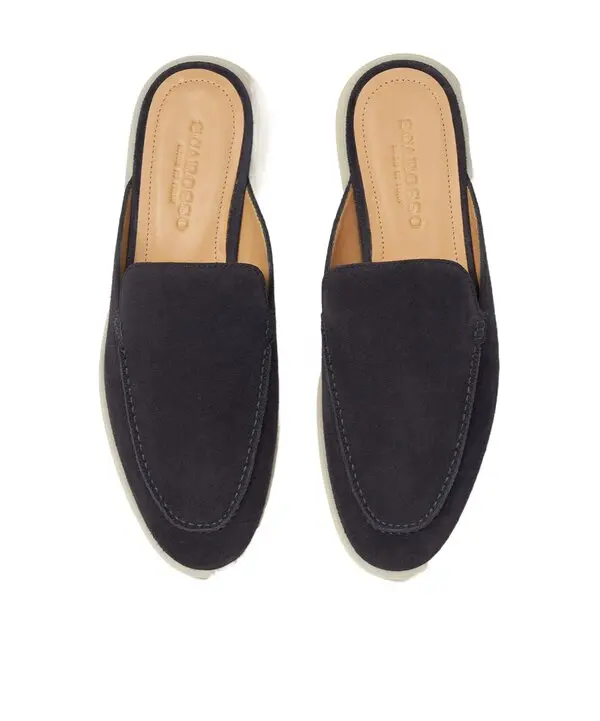 SCAROSSO Lucrezia Suede Slip-on Mules - Blue