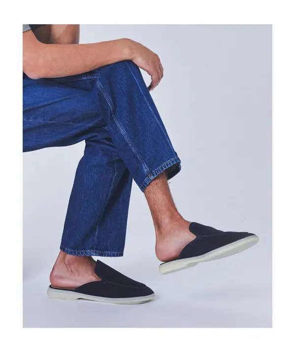 SCAROSSO Lucrezia Suede Slip-on Mules - Blue