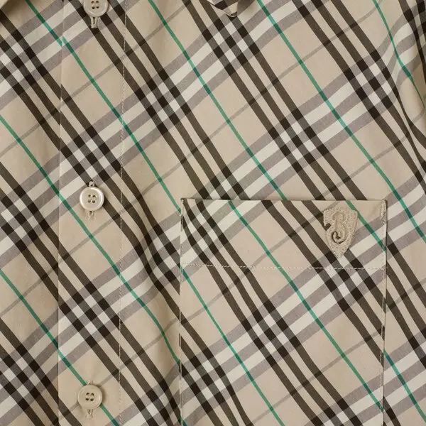 Burberry Checkered Long-sleeve Shirt With B-shield Embroidery