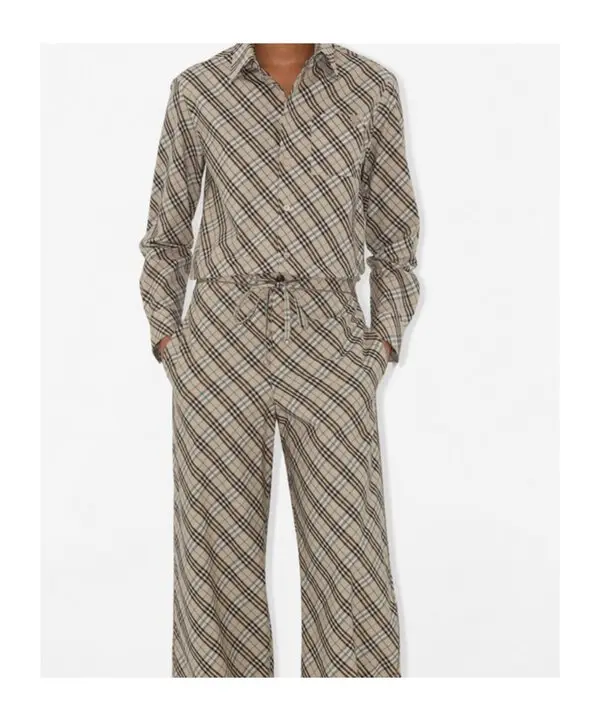 Burberry Checkered Long-sleeve Shirt With B-shield Embroidery