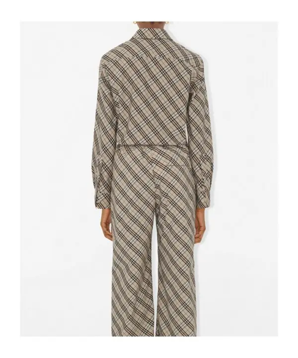 Burberry Checkered Long-sleeve Shirt With B-shield Embroidery