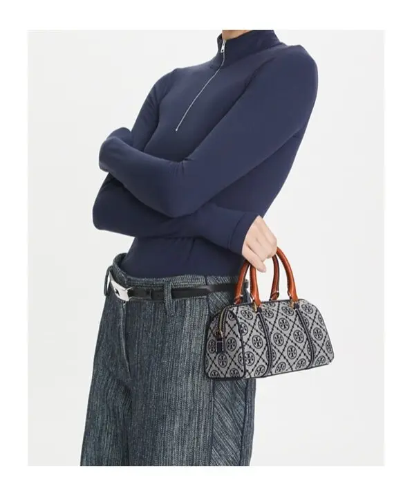 Tory Burch T Monogram Zipped Mini Barrel Bag