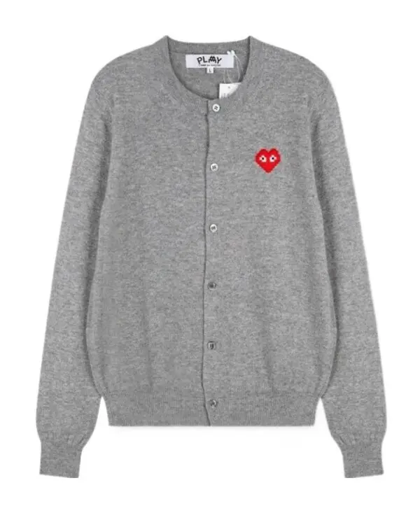 Play Comme Des Garcon Logo Cardigan - Gray