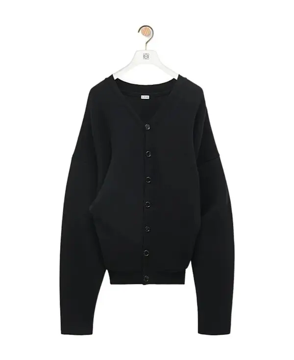 Loewe Draped Cardigan In Wool Blend - Black