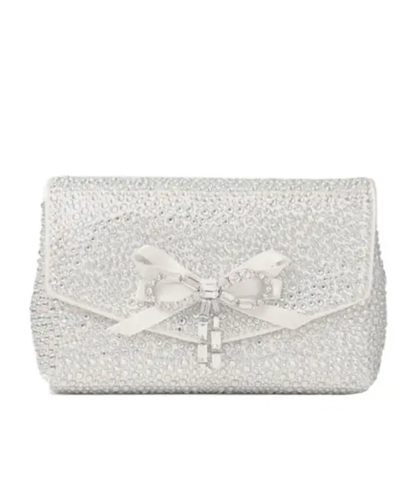 JIMMY CHOO Soft Bow Mini Bag - Ivory/silver