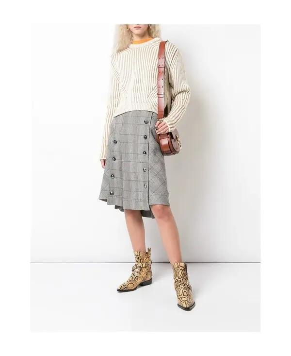 Chloé Checked Pleated Skirt