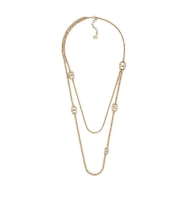 Dior Cd Navy Necklace In Gold-plated Metal - Yellow