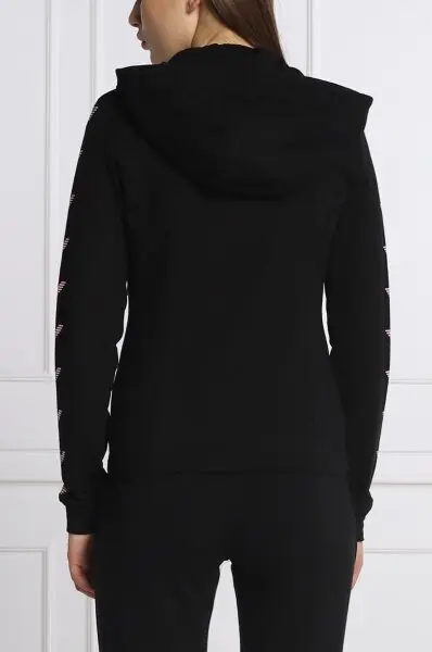 EA7 Logo Zip-up Hooded Casual Jacket - Black