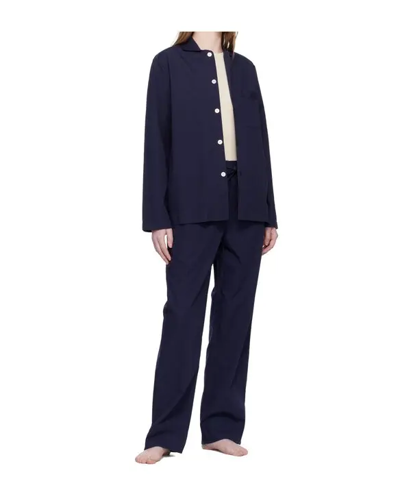 TEKLA Collared Pajama Shirt - Black