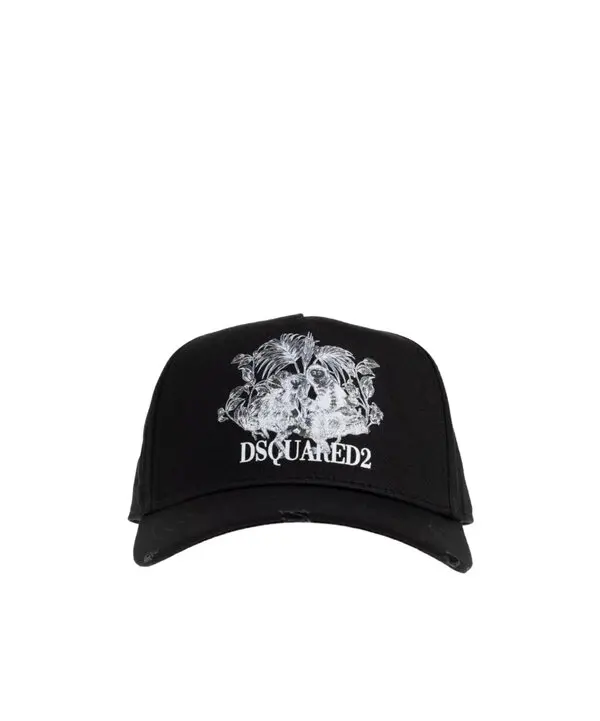 Dsquared2 Baseball Cap With Monkey Business Print - Black