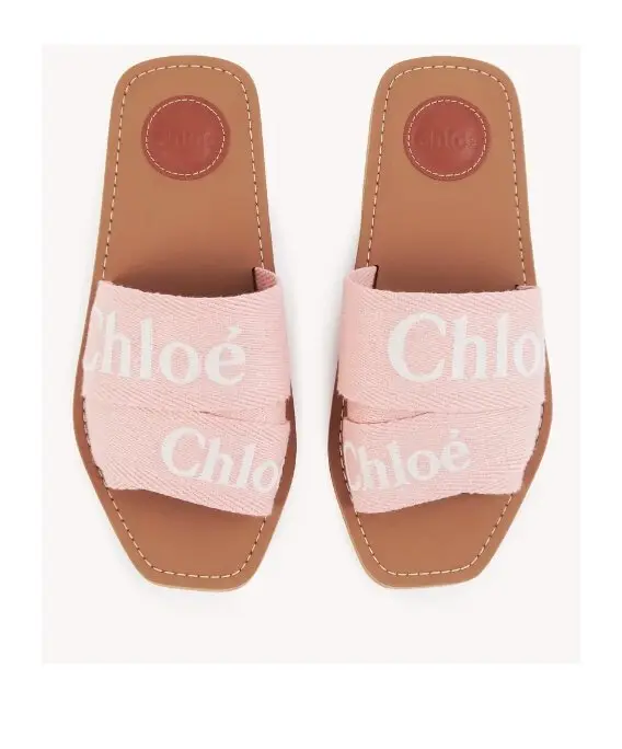 Chloé Woody Open Toe Slip-on Slides - Pink