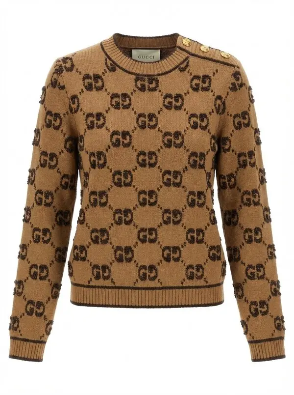 Gucci Gg Bouclé Jacquard Jumper - Brown