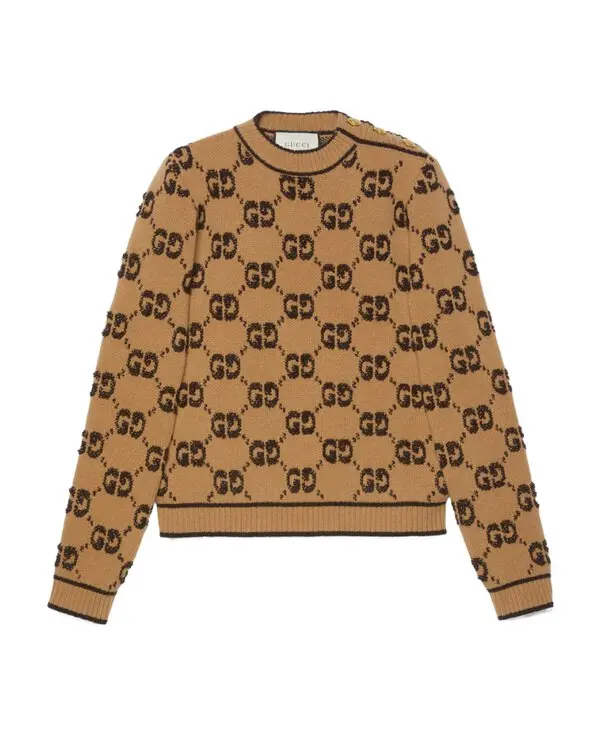 Gucci Gg Bouclé Jacquard Jumper - Brown