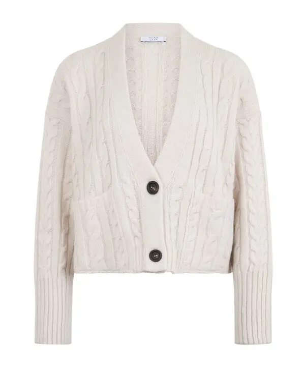 Peserico Cable Knitted Cropped V-neck Cardigan