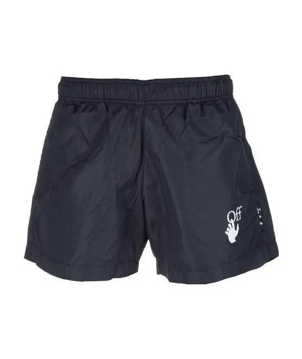 Off-White Logo Print Swim Shorts - Black