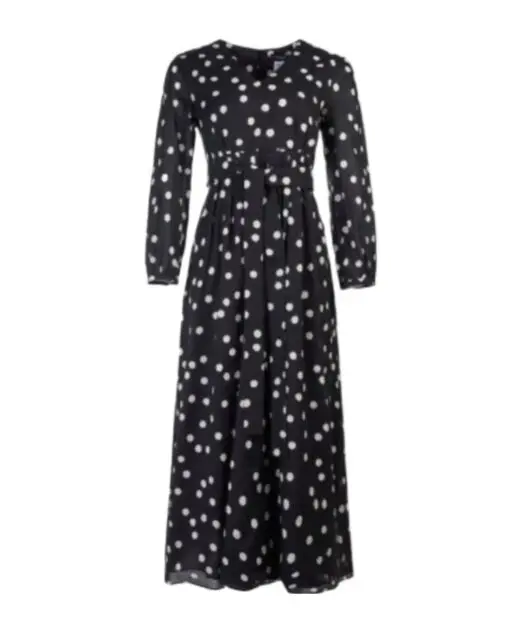 Max Mara Long Sleeve Polka Dot V-neck Dress