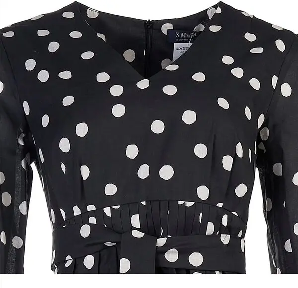 Max Mara Long Sleeve Polka Dot V-neck Dress