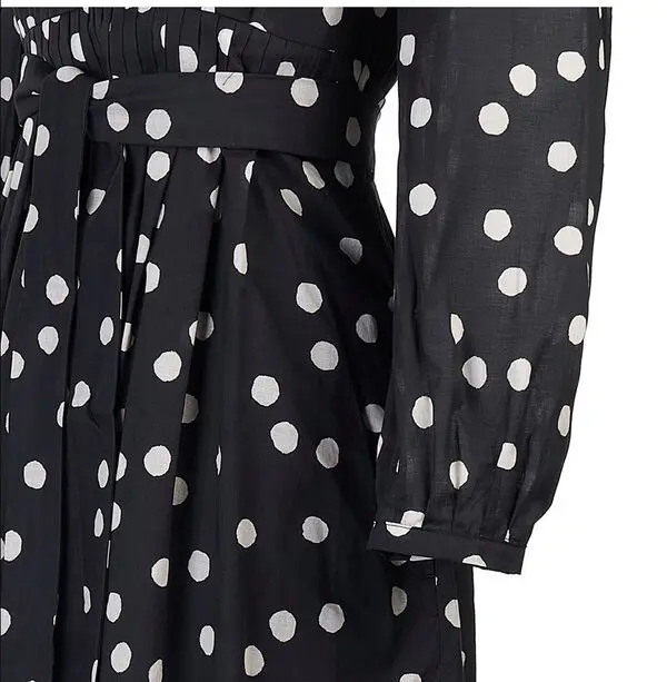 Max Mara Long Sleeve Polka Dot V-neck Dress
