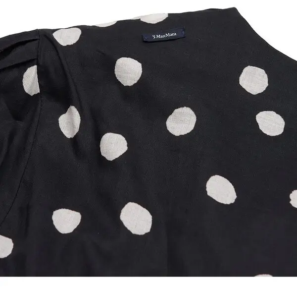 Max Mara Long Sleeve Polka Dot V-neck Dress
