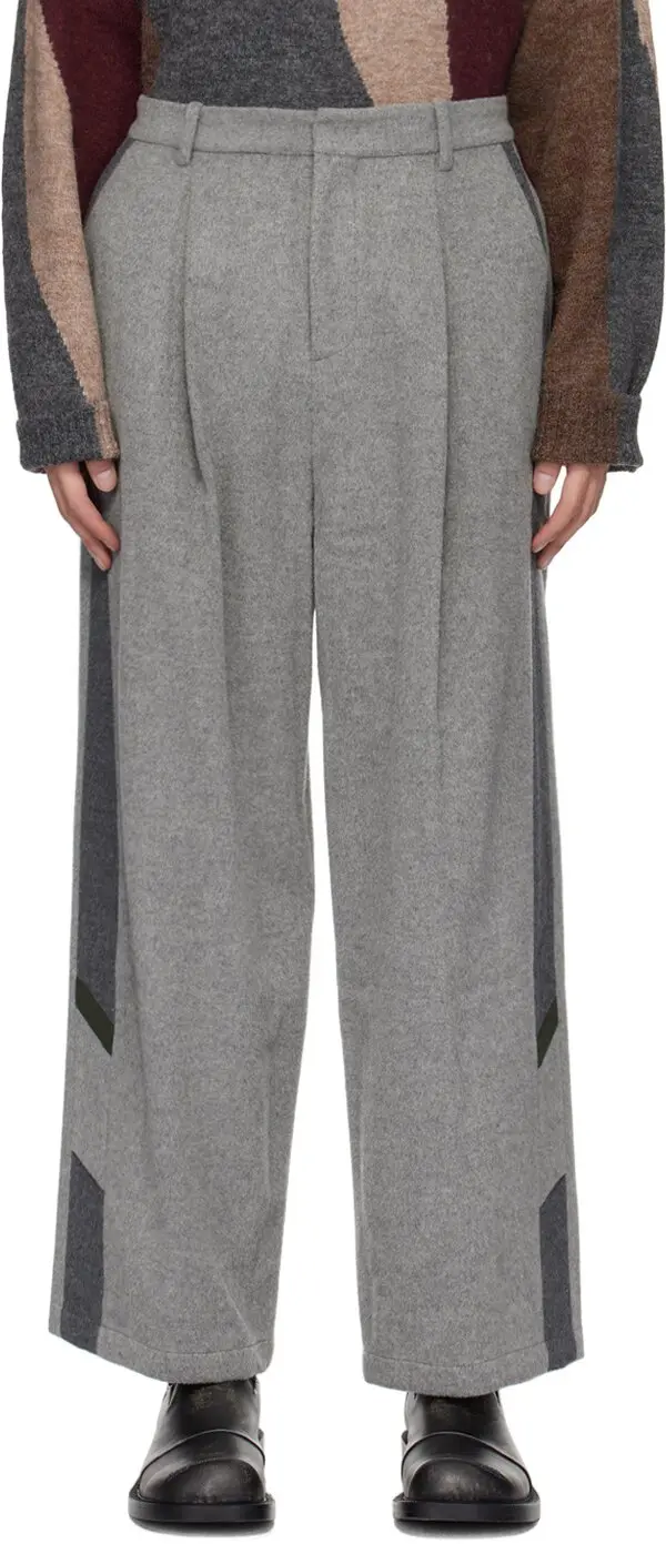 ADER ERROR Grey Stitched Zipper Casual Pants