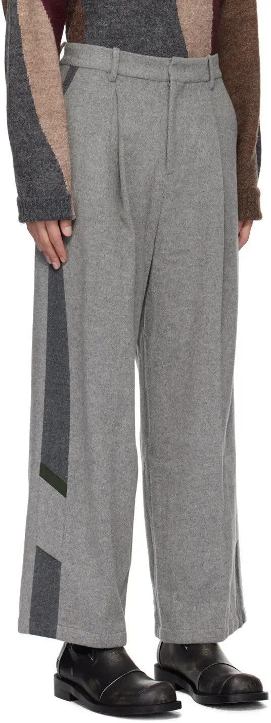 ADER ERROR Grey Stitched Zipper Casual Pants