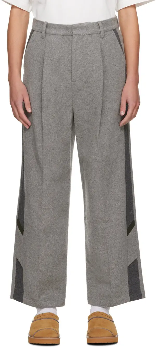 ADER ERROR Grey Stitched Zipper Casual Pants