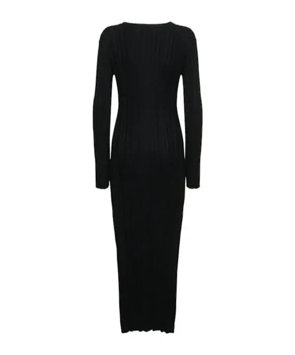 LOULOU STUDIO Ribbed Maxi Dress With Button Detail And Side Slits - Black