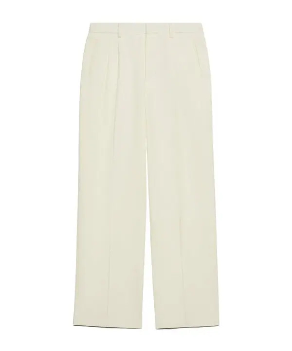 AMI Paris Pleated Straight-leg Trousers - White