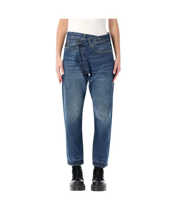 R13 Crossover Cropped Jeans - Blue