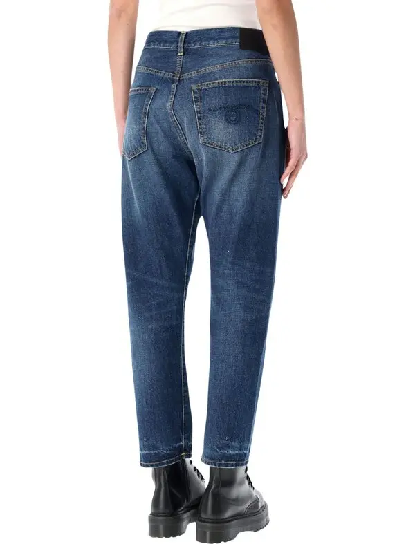 R13 Crossover Cropped Jeans - Blue