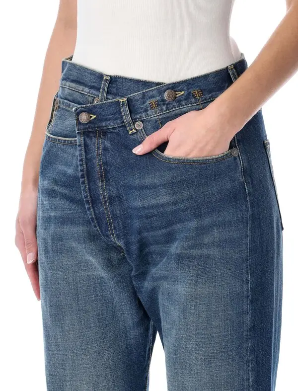 R13 Crossover Cropped Jeans - Blue