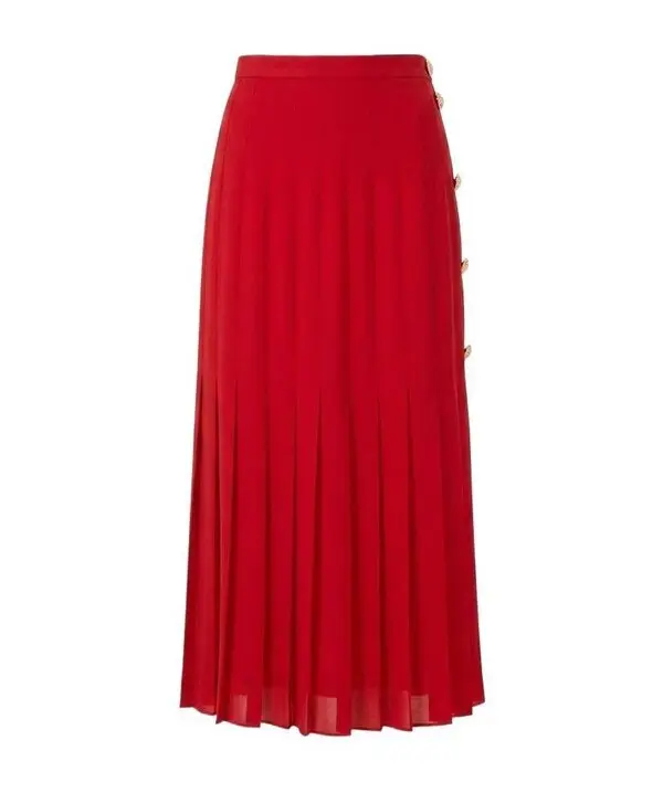 Valentino Garavani Georgette Midi Skirt With Jewelry Buttons
