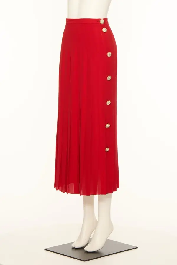 Valentino Garavani Georgette Midi Skirt With Jewelry Buttons