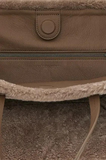 Brunello Cucinelli Shearling Shoulder Bag - Brown