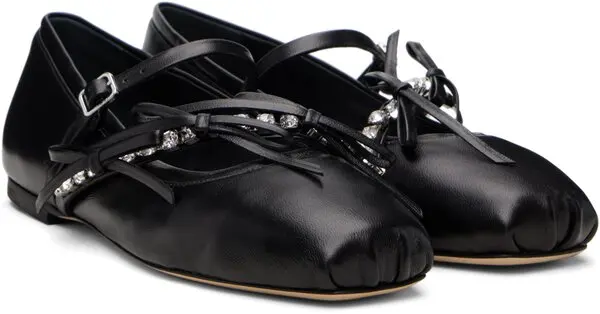 JIMMY CHOO Loli Ballet Flats With Crystal Embellishments - Black