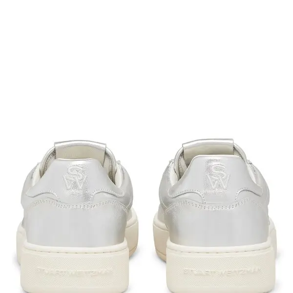 STUART WEITZMAN Courtside Metallic Quilted Lace-up Sneakers - White