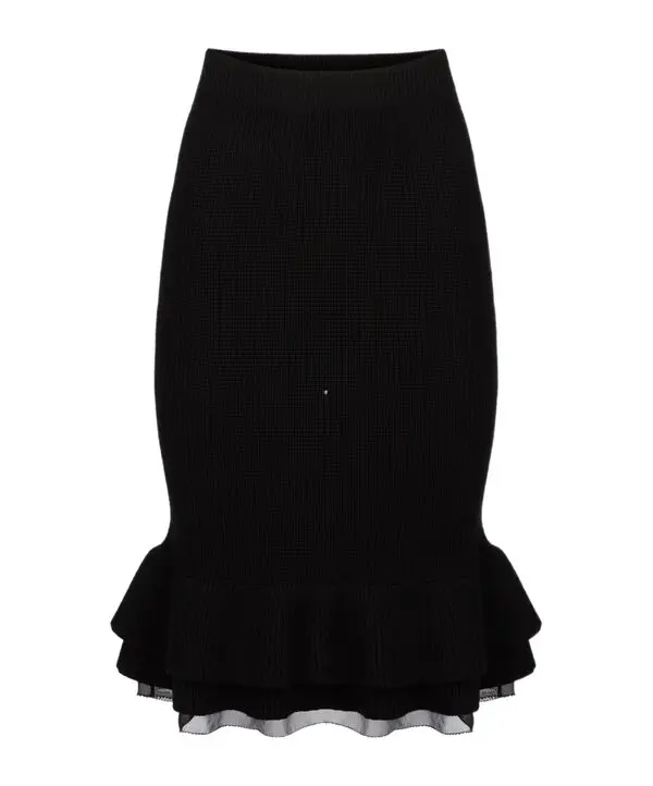 Nina Ricci Ruffled Knit Midi Skirt