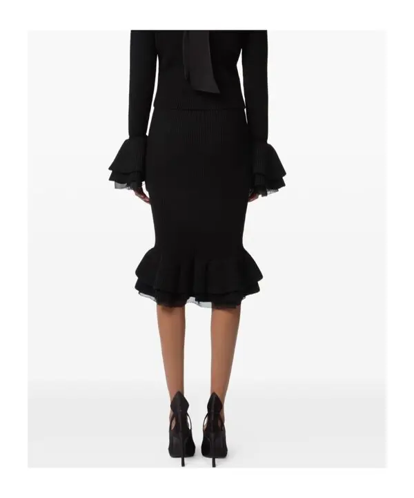 Nina Ricci Ruffled Knit Midi Skirt