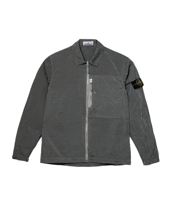 Stone Island Logo Patch Zip-up Overshirt