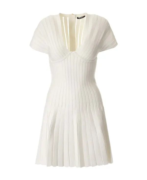 Balmain Pleated Mesh Mini Dress - No